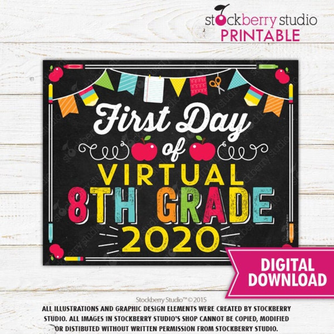 First Day of Virtual 8th Grade Sign First Day of Virtual | Etsy