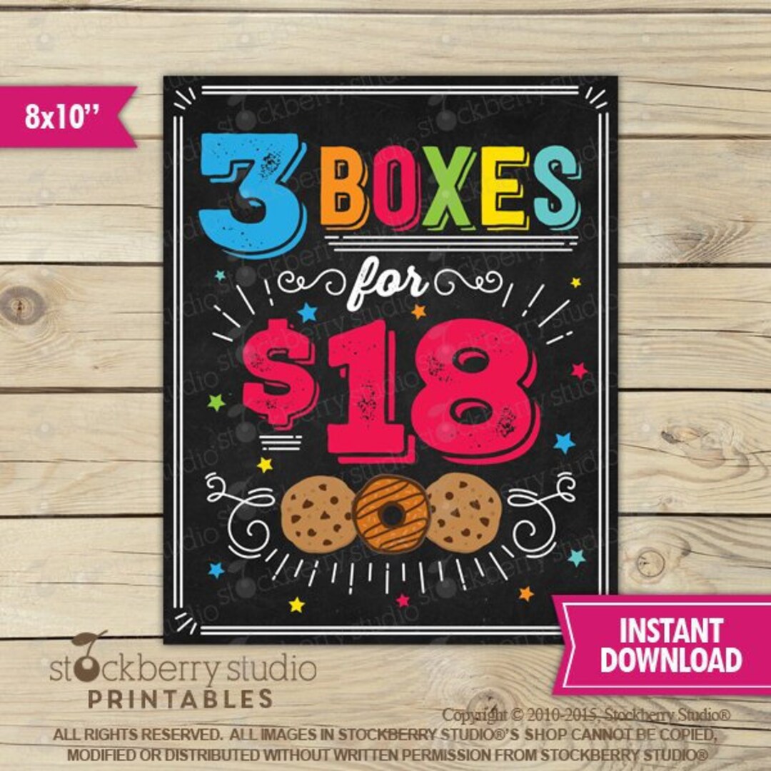 Cookie Booth Price Sign Cookie Booth Sales Poster Cookie Booth Sign ...