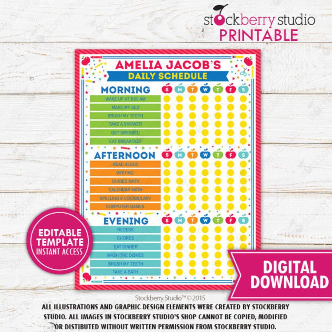 Kids Daily Schedule Homeschool Schedule Kids Daily Calendar Daily ...