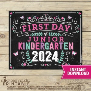 Princess First Day of Junior Kindergarten Sign Instant Download Girl ...