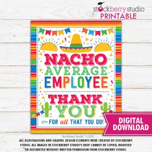 Nacho Average Employee Sign Printable Staff Fiesta Sign Fiesta Decor ...