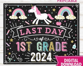 Unicorn Last Day of Kindergarten Sign Girl Last Day of Kindergarten ...
