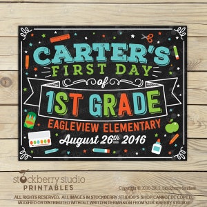 First Day of 5th Grade Sign Printable Girl 1st Day of 5th Grade Sign ...