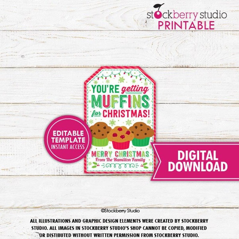 Christmas Muffin Tag Holiday Christmas Gift Tags Printable Funny ...