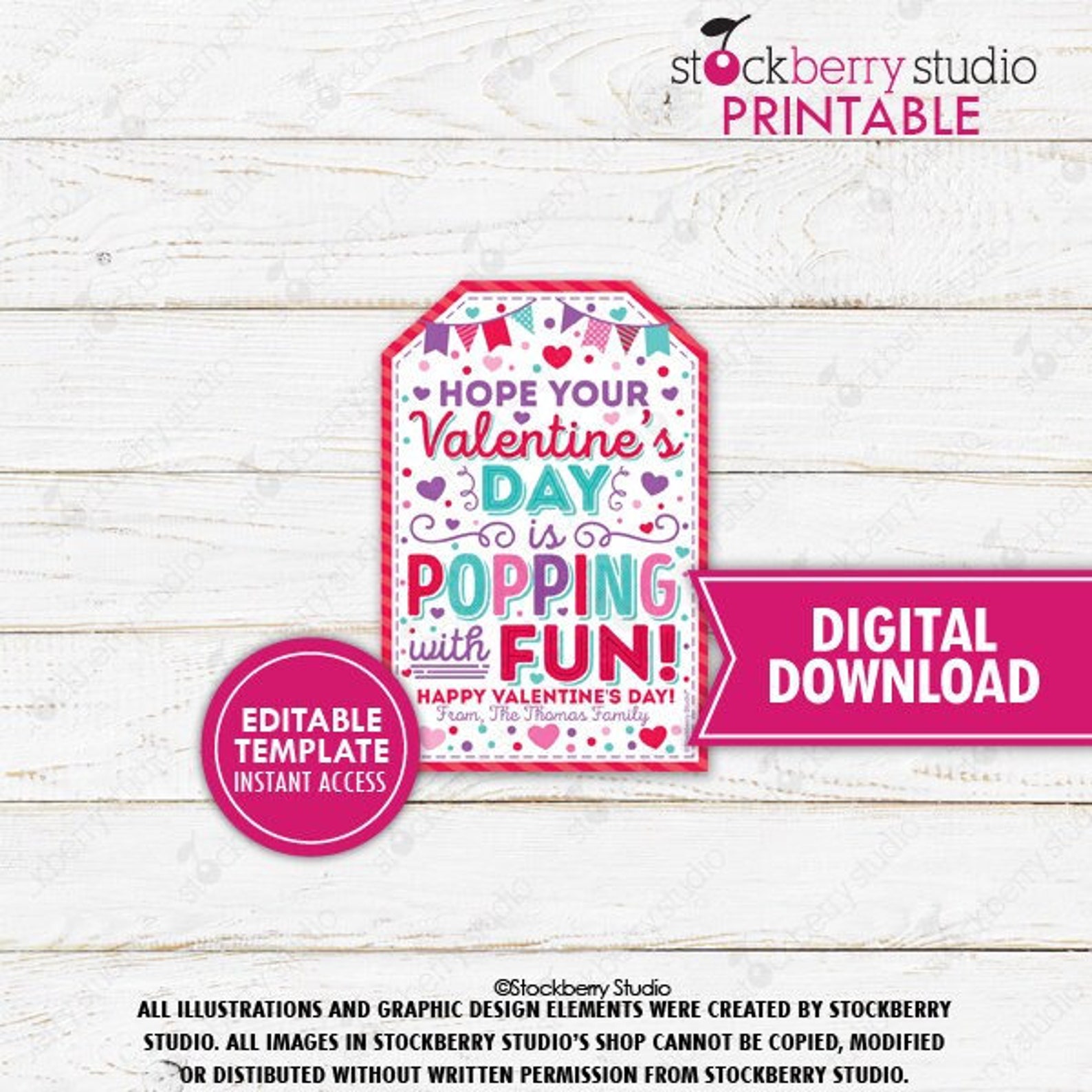 Fidget Toy Valentine Pop Gift Tag Printable Popcorn Popping With Fun ...