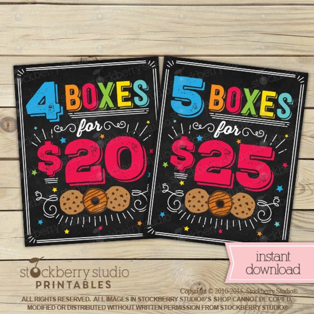 Cookie Booth Price Signs Cookie Booth Sales Poster Cookie Booth Sign ...