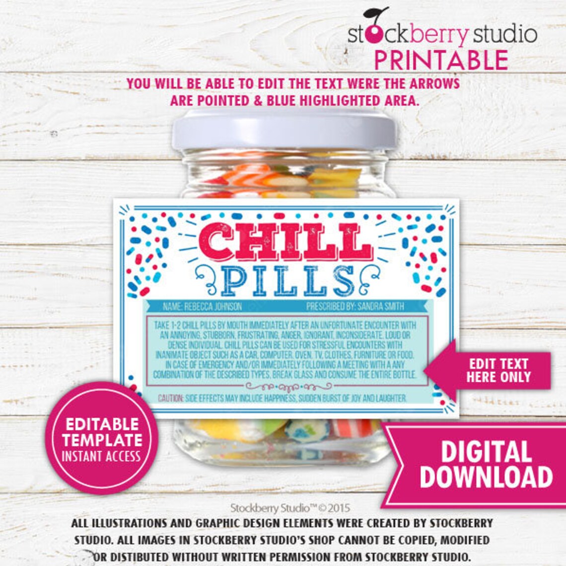 Chill Pill Label Printable Prescription Label Funny Doctor | Etsy