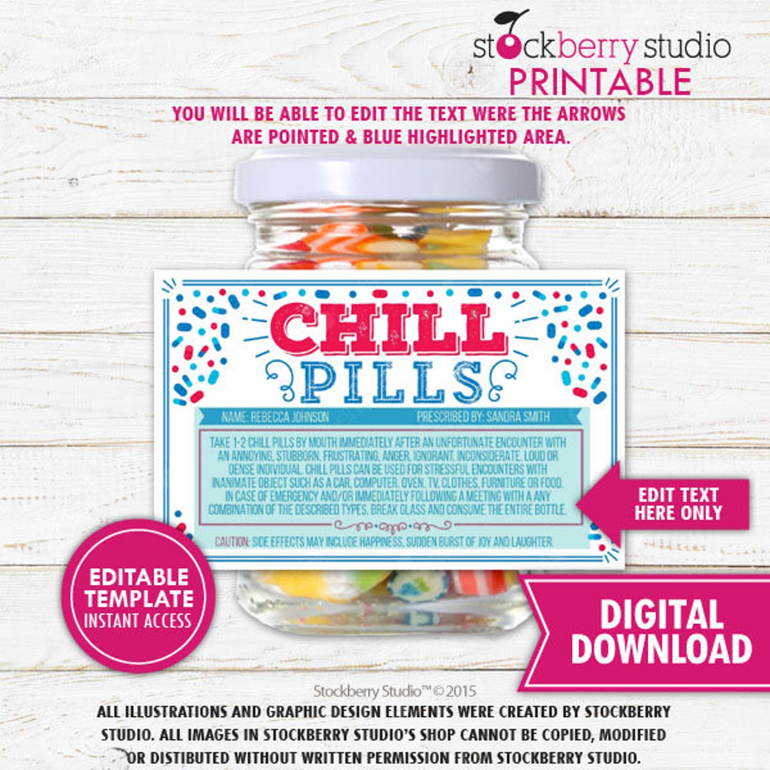 Chill Pill Label Printable Prescription Label Funny Doctor | Etsy