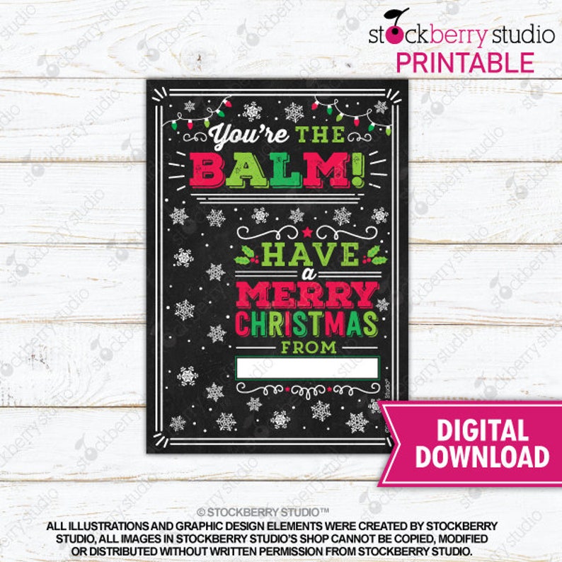 Christmas Lip Balm Tags Printable You're the Balm - Etsy