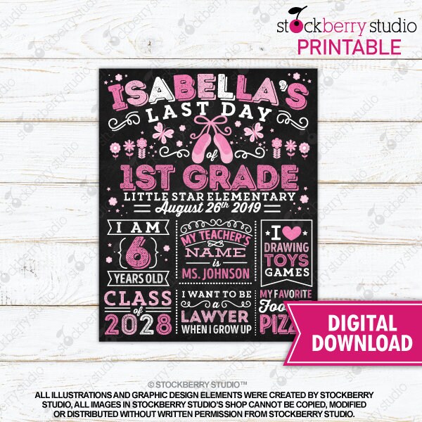 Last day of Preschool Chalkboard Sign Printable Personalized | Etsy