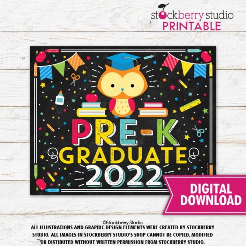 Owl Pre-k Graduation Sign Printable Last Day of Prek Sign Last - Etsy