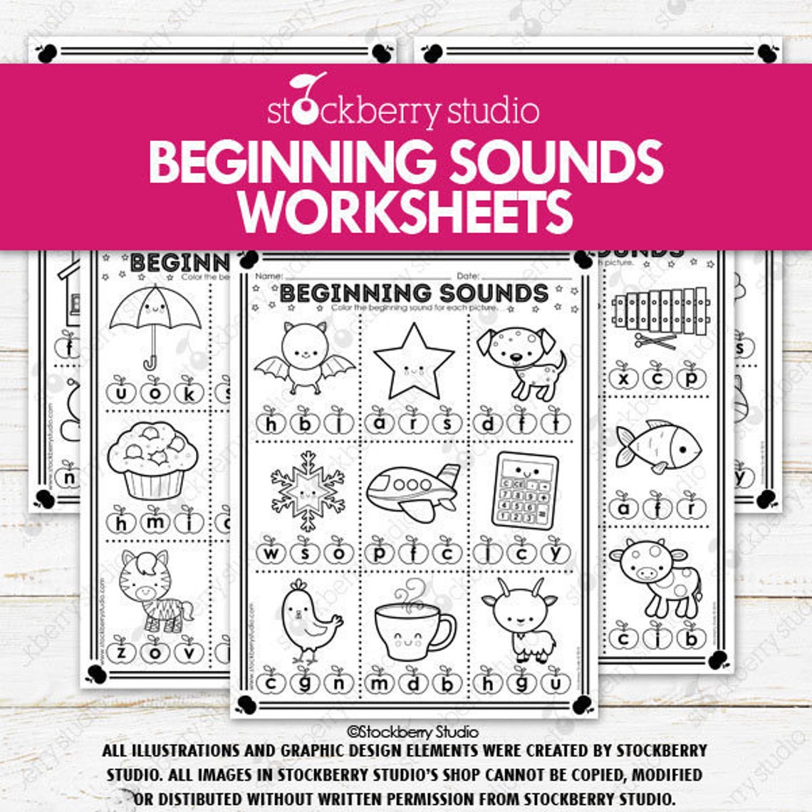 Beginning Sounds Worksheets Alphabet Worksheets Literacy | Etsy