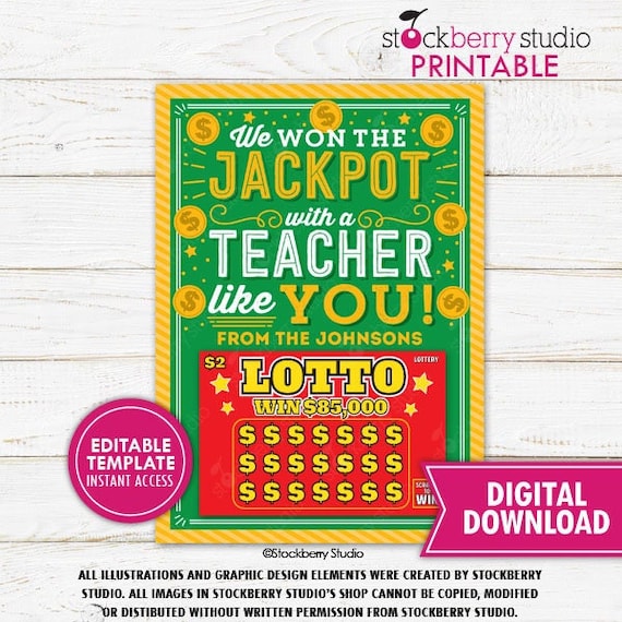 Lottery Ticket Holder Printable Lotto Teacher Appreciation Won Jackpot ...