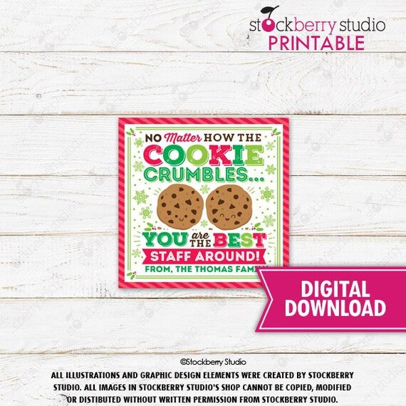 Christmas Cookie Thank You Gift Tag Printable Holiday Cookie Crumble ...