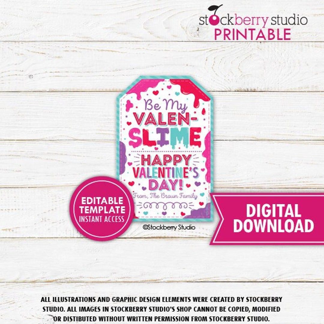 Valentine's Day Slime Tag Valentine Slime Label Valentines Gift Tag ...