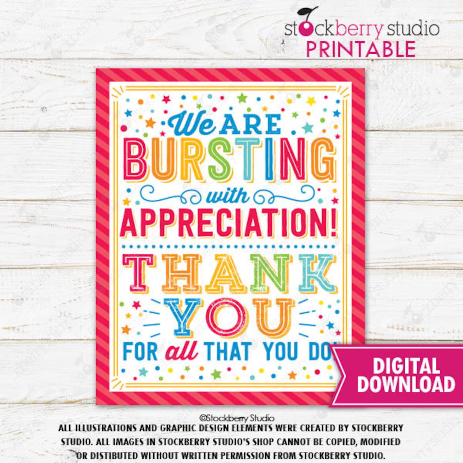 Bursting With Appreciation Sign Star Gift Candy Thank You - Etsy