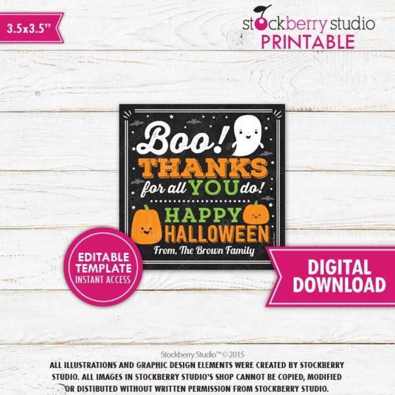 Halloween Teacher Gift Tag Boo Thanks for All You Do Halloween - Etsy