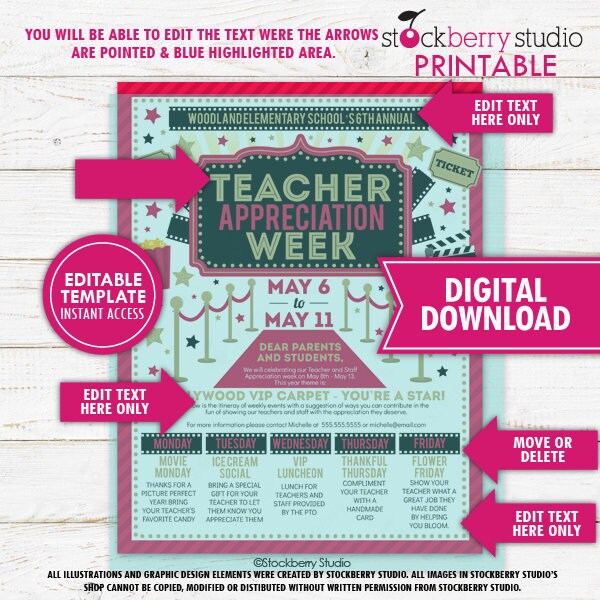 Hollywood Movie Teacher Staff Appreciation Week Event Schedule ...