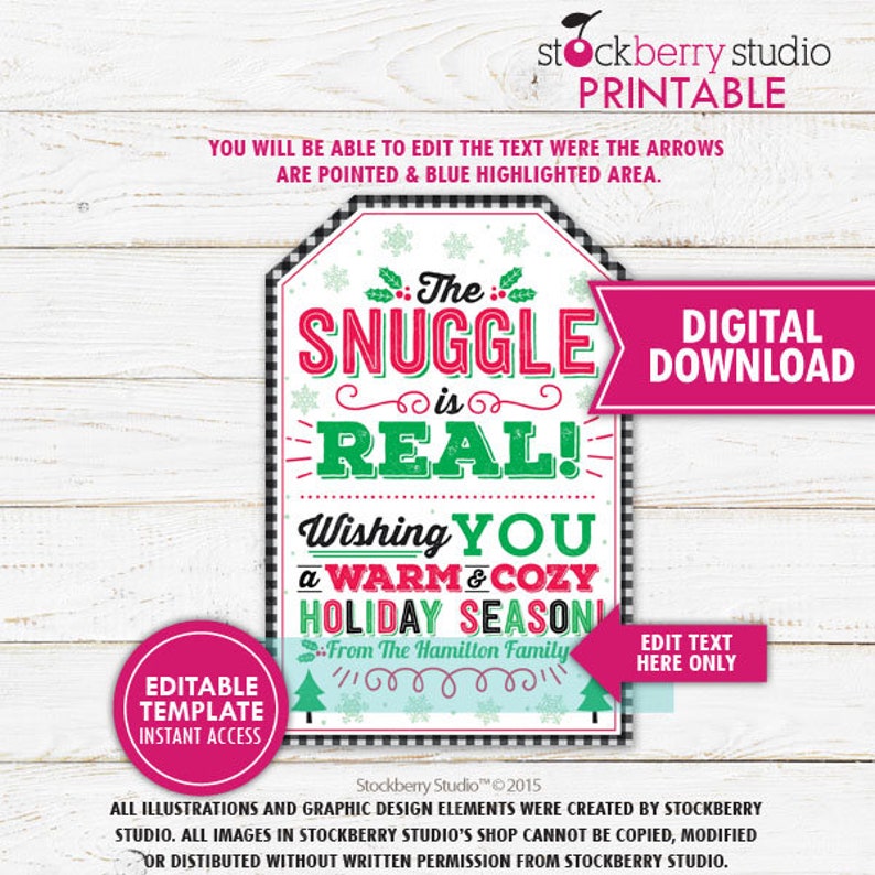 Christmas Gift Tags Printable the Snuggle is Real Secret Santa Gift Tag ...