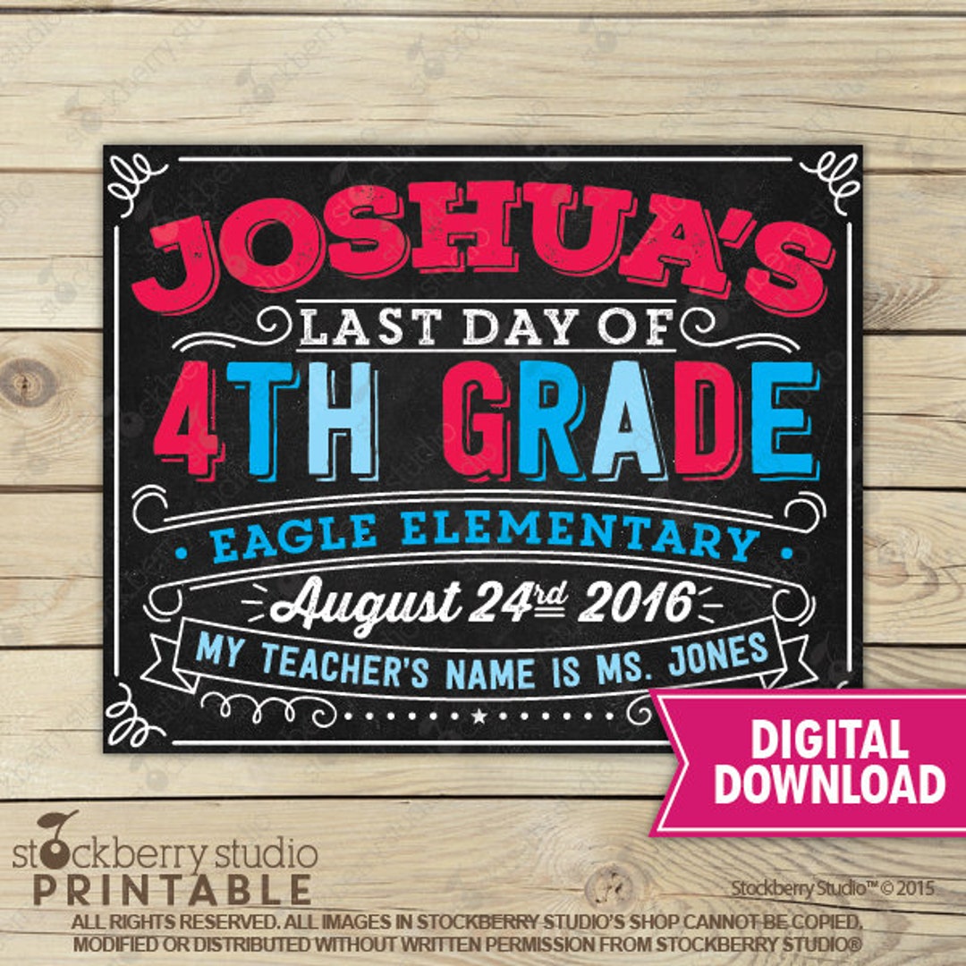 Last Day of School Sign Boy Back to School Chalkboard Last Day of ...