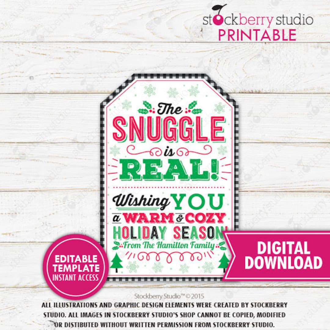 Christmas Gift Tags Printable the Snuggle is Real Secret Santa Gift Tag ...