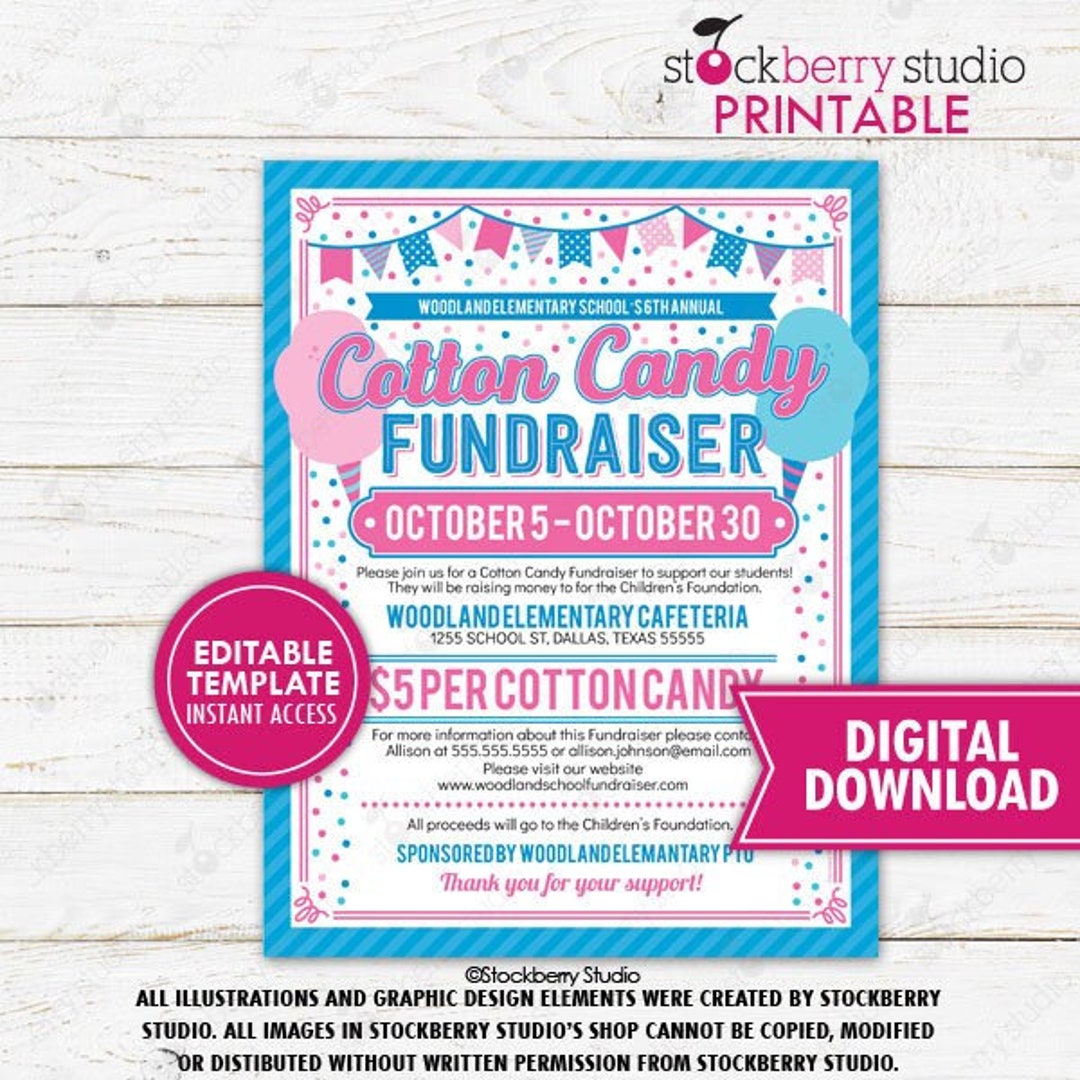 Cotton Candy Fundraiser Flyer Printable School PTO PTA Community Church ...