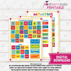 Kids Learning Calendar Weather Chart Circle Time Seasons Preschool ...