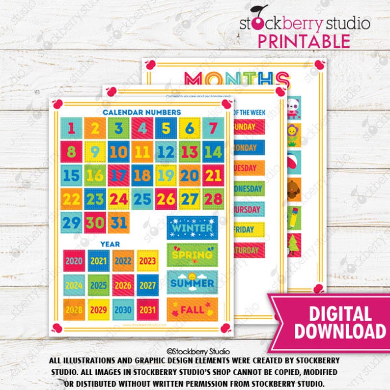 Kids Learning Calendar Weather Chart Circle Time Seasons | Etsy