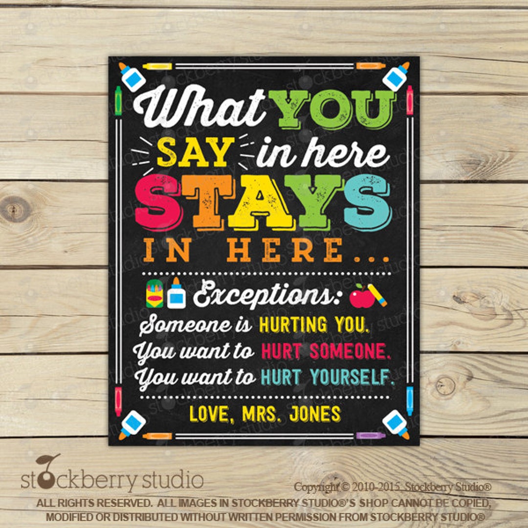What You Say in Here Stays in Here Sign School Counselor Decor ...