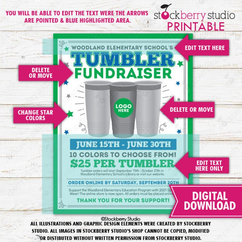 Tumbler Fundraiser Flyer Printable PTO PTA Coffee Cup Mug - Etsy