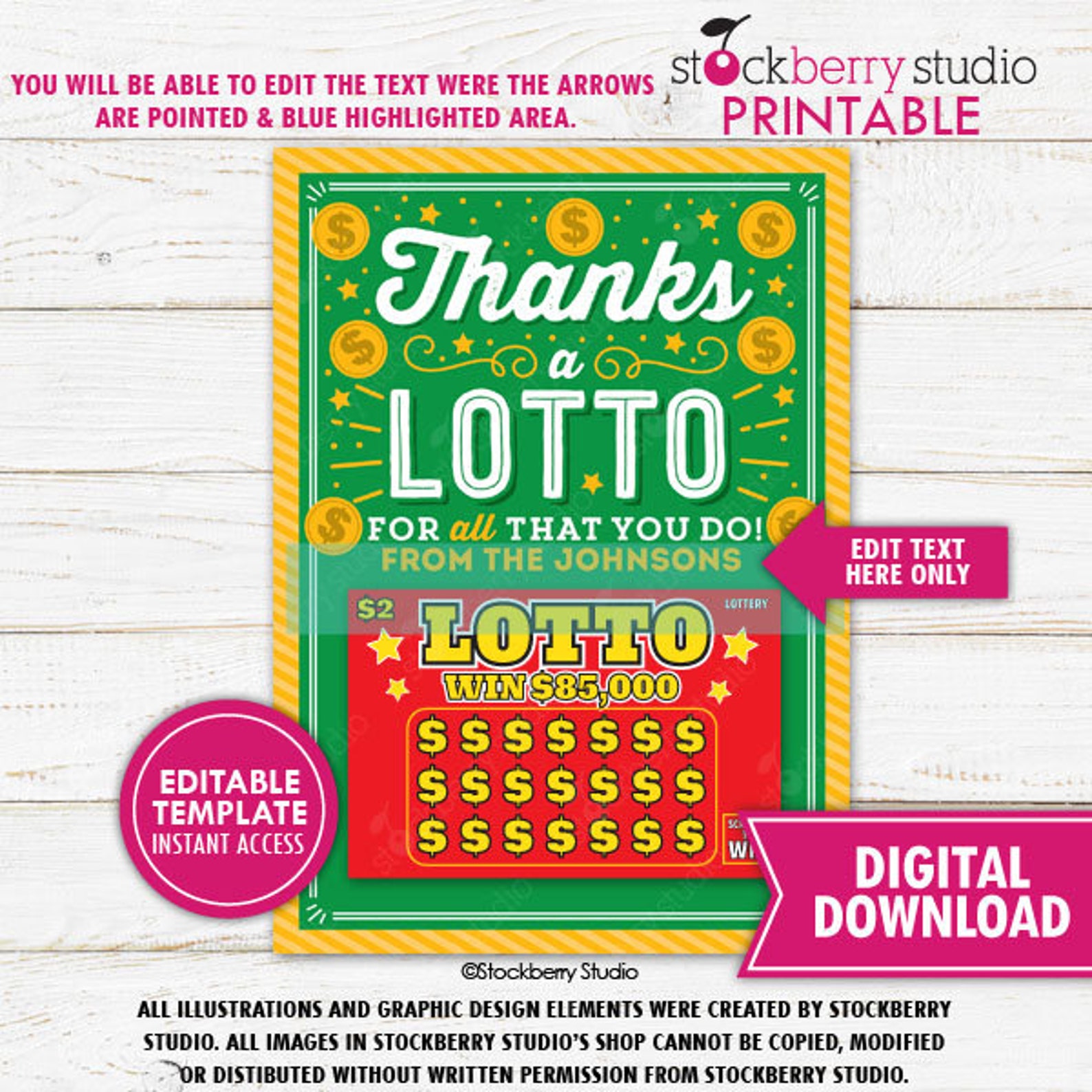 Lottery Ticket Holder Printable Thanks A Lotto for All That You Do ...