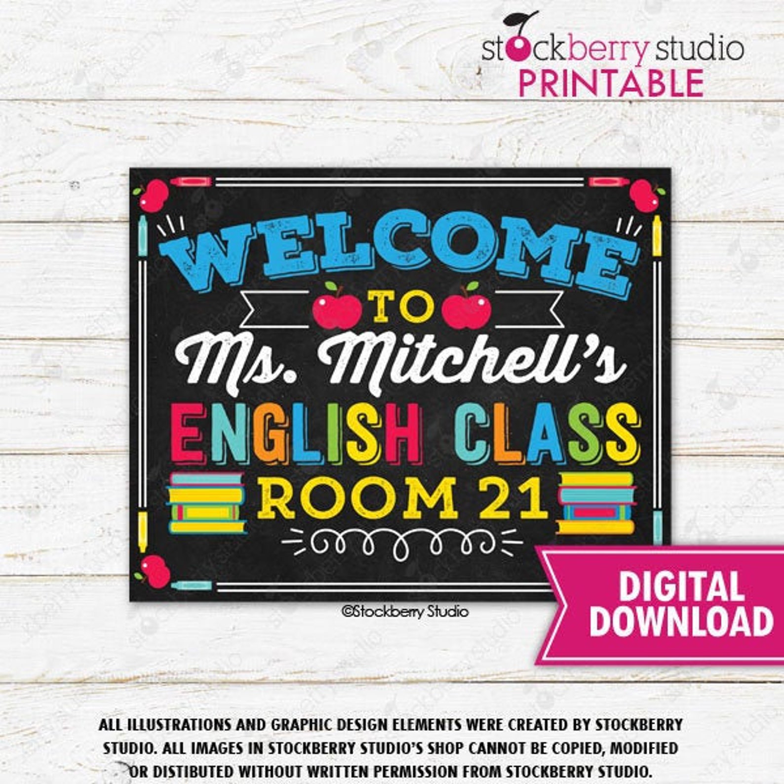 English Teacher Classroom Teacher Door Sign Welcome Sign - Etsy