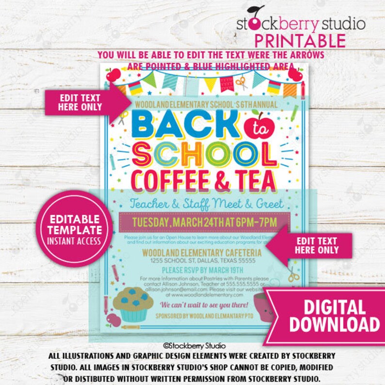Back to School Coffee Tea Breakfast Social Flyer PTO PTA - Etsy