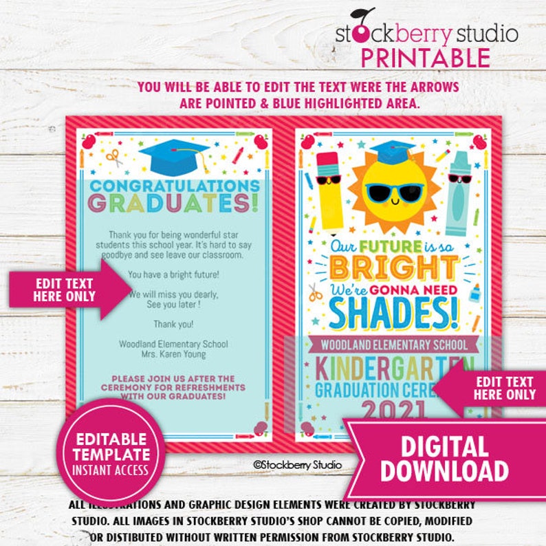 Kindergarten Graduation Program Future is so Bright - Etsy