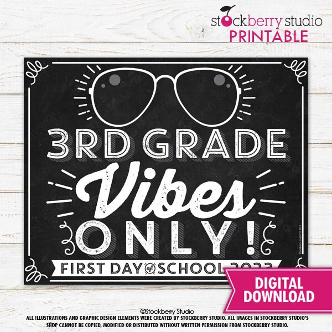 First Day of 3rd Grade Sign Printable 3rd Grade Vibes Only - Etsy