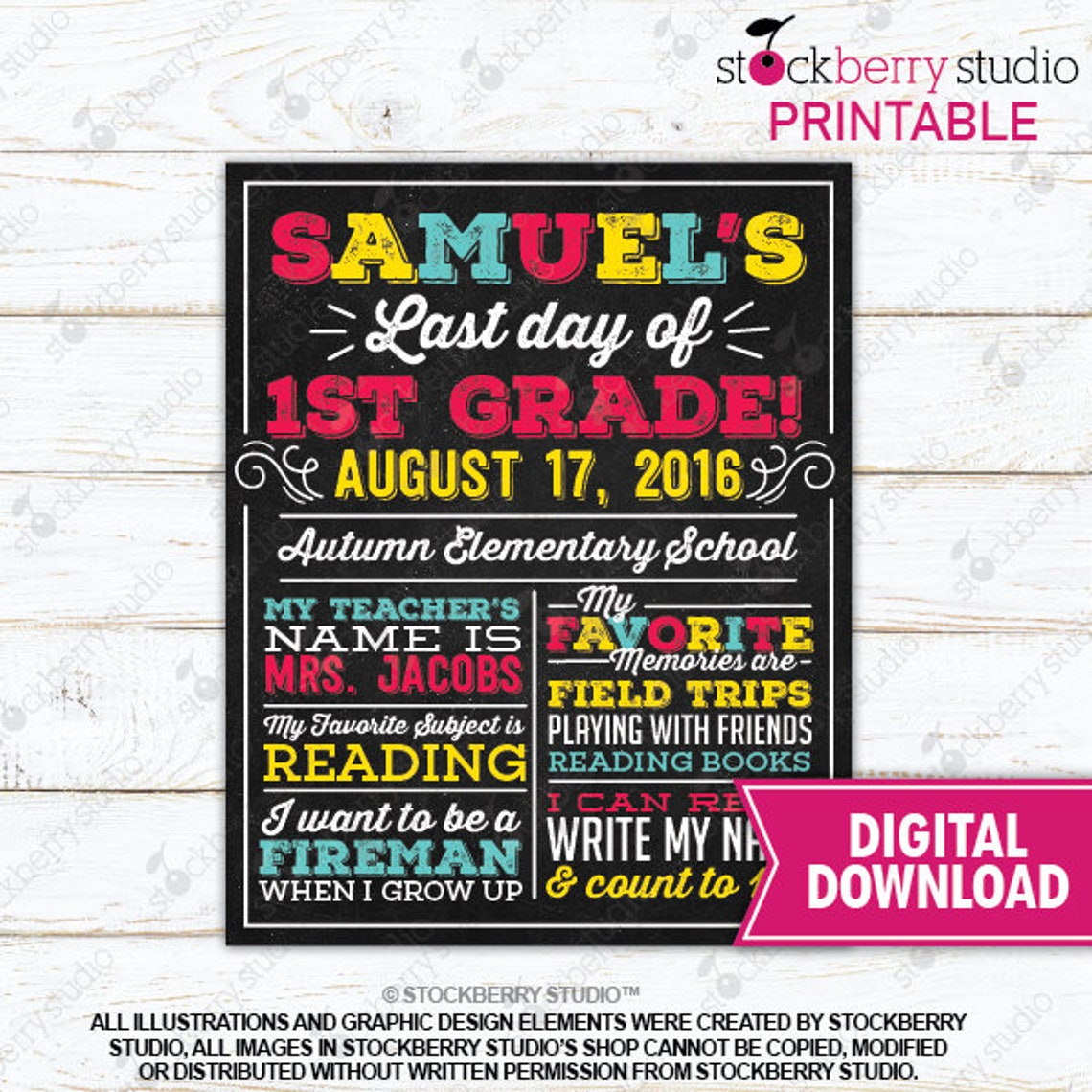 Last Day of School Chalkboard Sign Printable Last Day of - Etsy