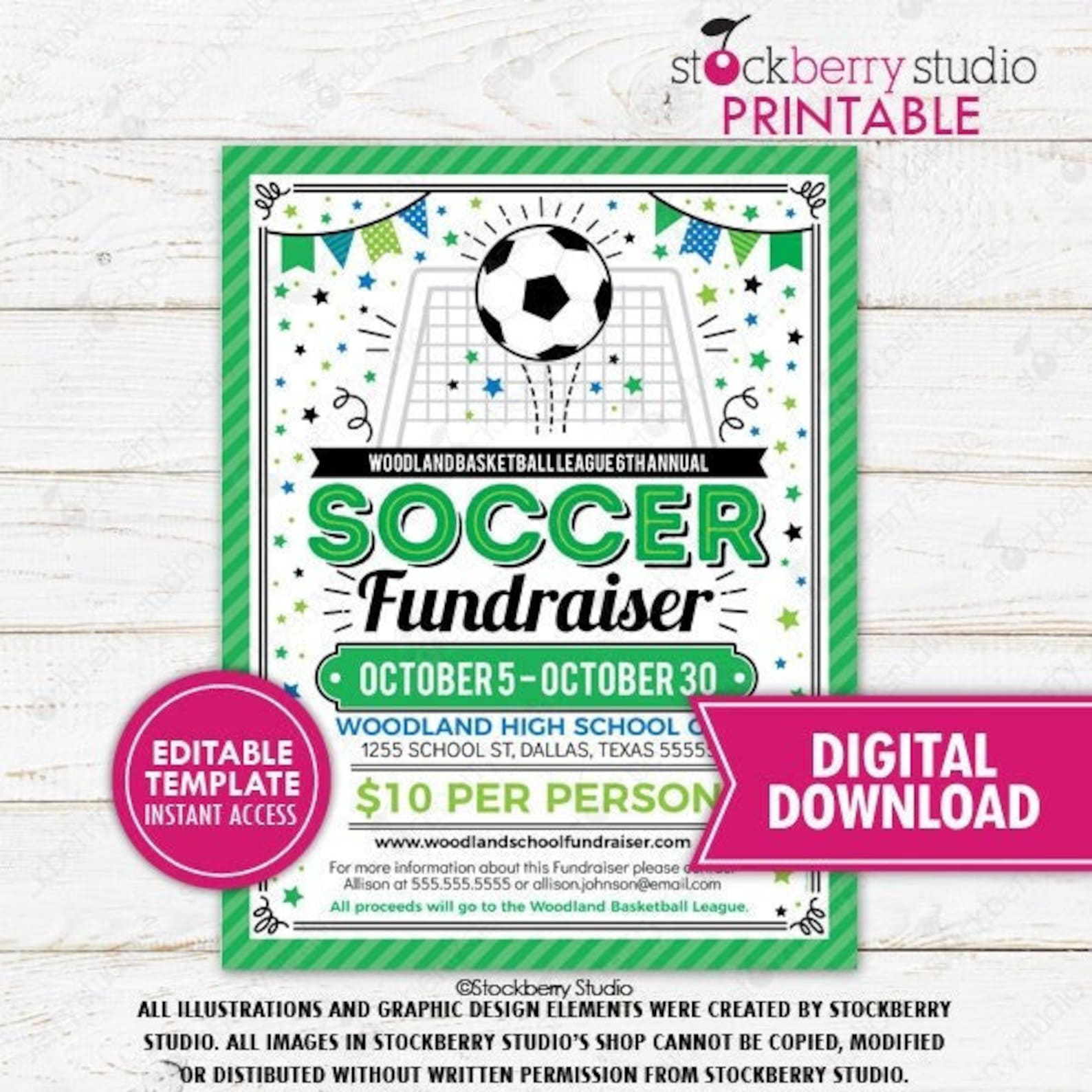 Soccer Fundraiser Flyer Printable Soccer Banquet Tournament - Etsy