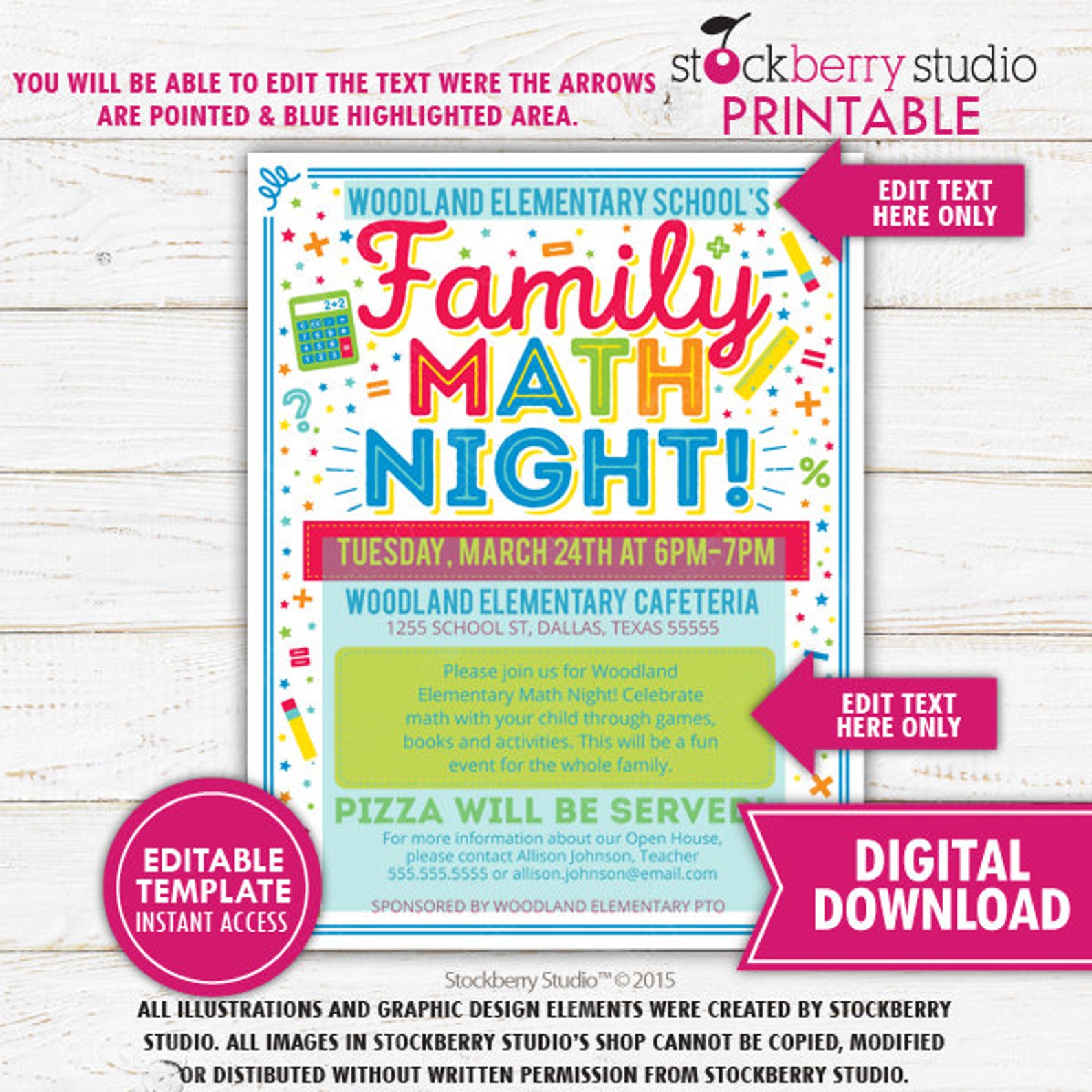 Family Math Night Flyer Printable Template Fundraiser Poster - Etsy