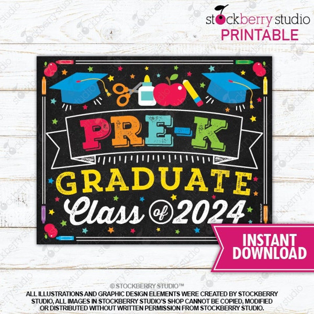 Pre K Graduation Sign Printable Last Day of Prek Last Day of School Pre ...