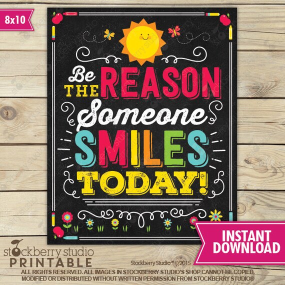 Be the Reason Someone Smiles Today Motivational Class Poster | Etsy
