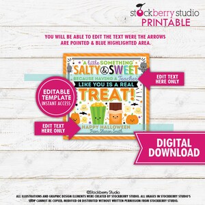 Halloween Popcorn Chocolate Gift Tag Salty Sweet Treat Thank You Staff ...