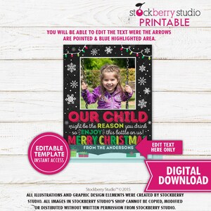 Christmas Teacher Wine Label Printable Christmas Teacher Gifts ...