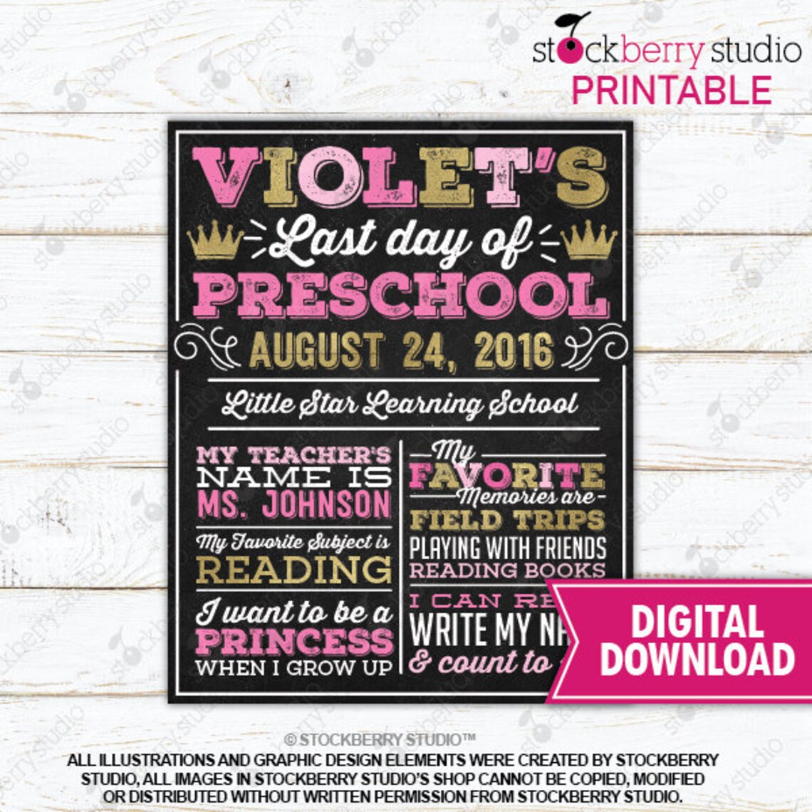 Last Day of School Chalkboard Sign Printable Last Day of - Etsy