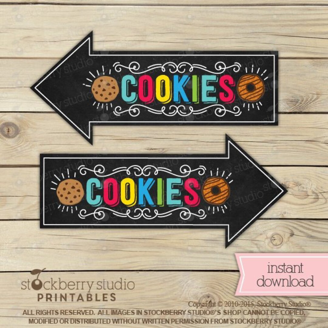 Cookie Booth Arrow Signs - Cookies Sold Here - Cookie Booth Sign ...