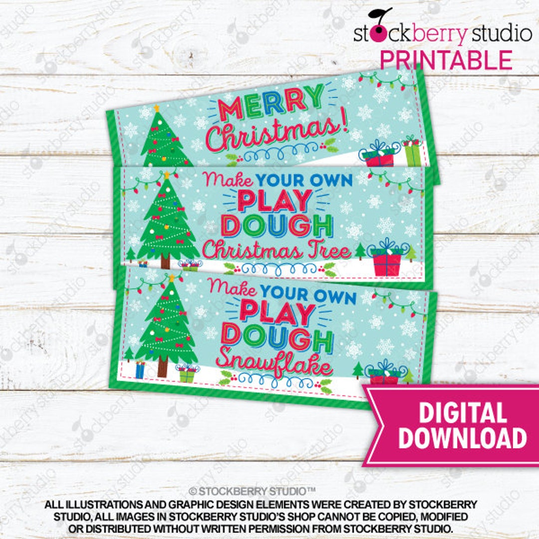Make Your Own Play Dough Christmas Tree Goodie Bag Topper Tag Printable ...