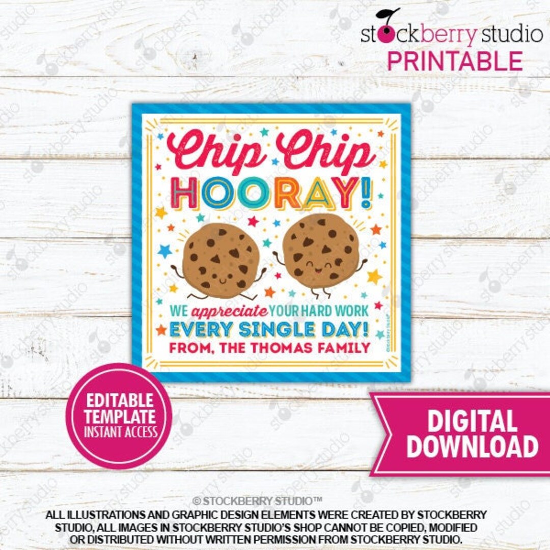 Cookie Thank You Tag Cookie Gift Tag Printable Editable Cookie Labels ...