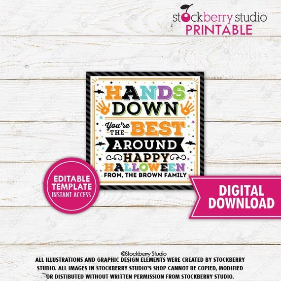 Halloween Gift Tag Soap Label Hands Down You're the Best Around Hand ...