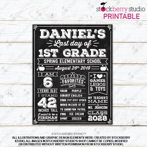 Last Day of School Sign Girl Last Day of School Chalkboard Back to ...