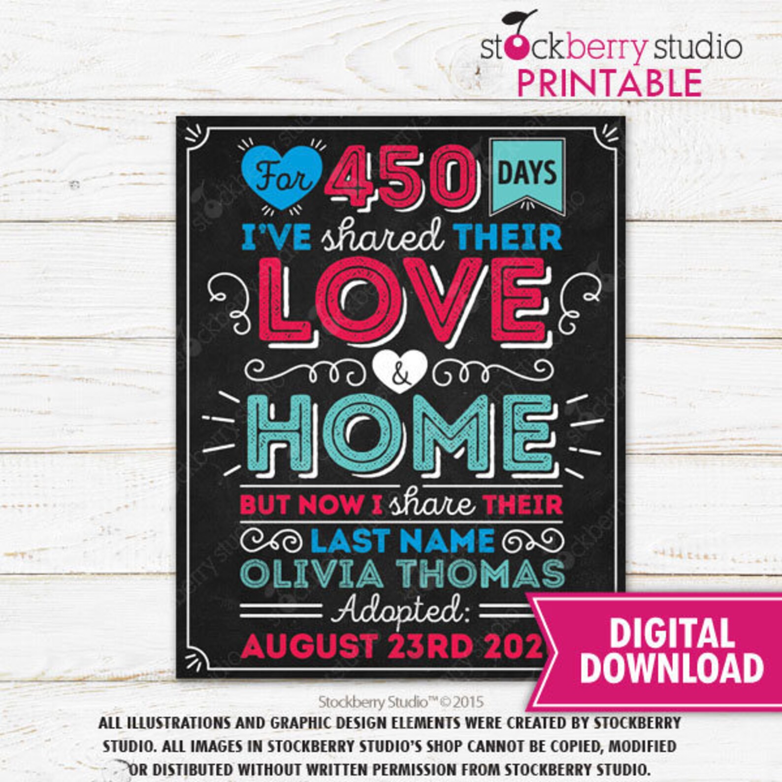 Foster Care Adoption Announcement Sign Printable Adopted Girl | Etsy