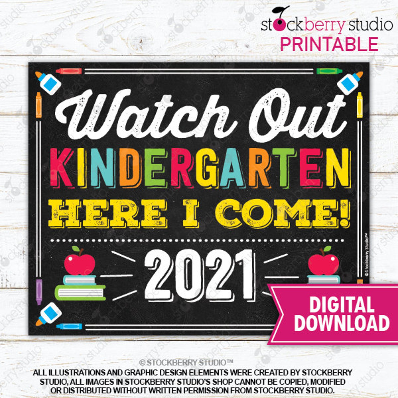 Watch Out Kindergarten Here I Come Sign First Day of | Etsy